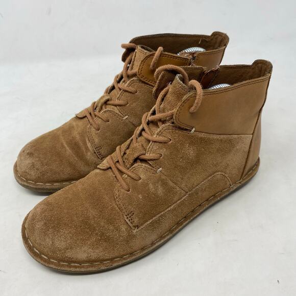 Clarks | Shoes | Clarks Brown Suede Ankle Boots Side Zip Lace Up Womens ...